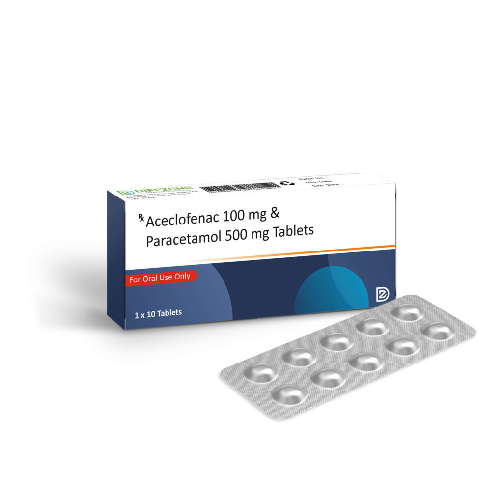 Aceclofenac 100 mg & Paracetamol 500 mg - Diffzene Pharmaceutical