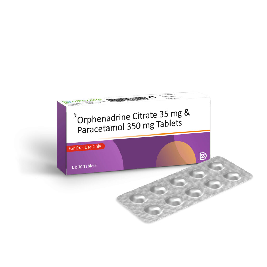 Orphenadrine Citrate 35 mg & Paracetamol 350 mg - Diffzene Pharmaceutical